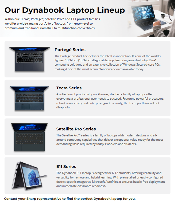 Our Dynabook Laptop Lineup - Guides | Sharp for business