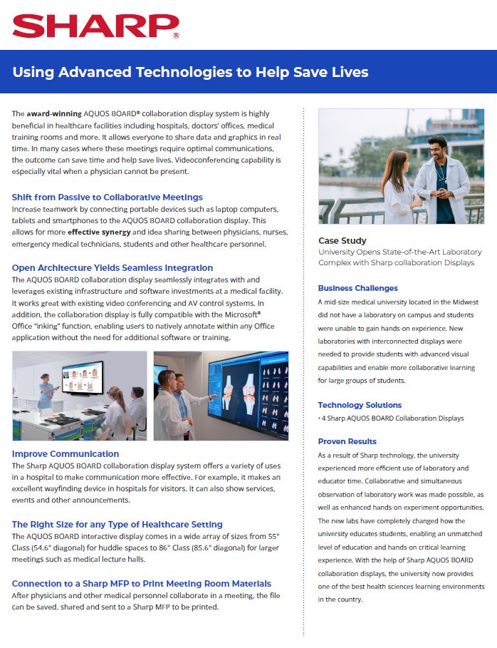 AQUOS BOARD Collaboration Display for Healthcare - Guides | Sharp for business