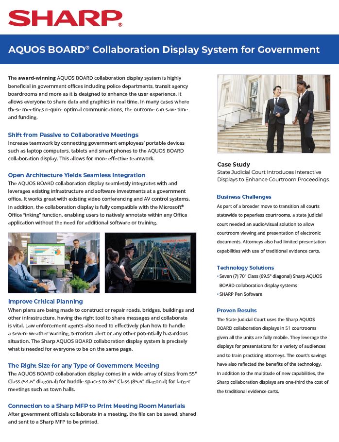 AQUOS BOARD Collaboration Display for Government - Guides | Sharp for business