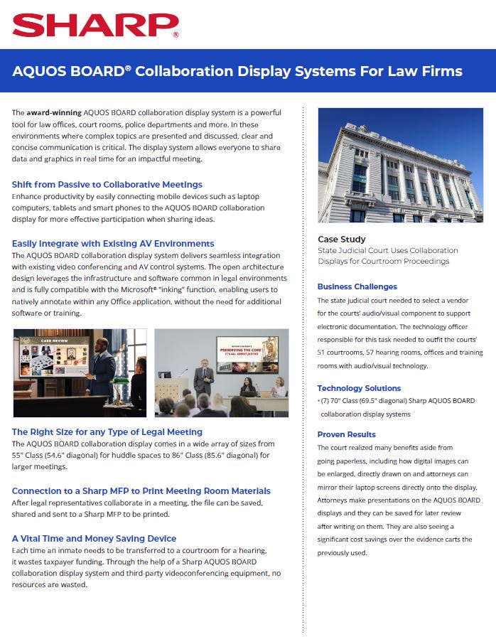 AQUOS BOARD Collaboration Display for Law Firms - Guides | Sharp for business